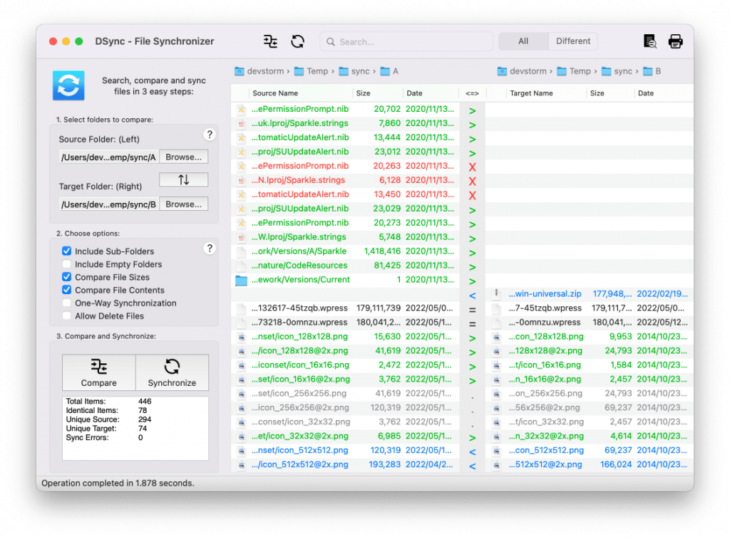 DSync - File Synchronizer for Mac